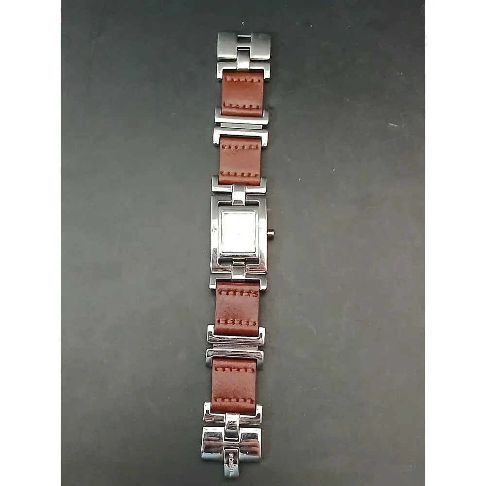 Fossil | Accessories | Fossil F2 Es855 Rectangular Quartz Watch Brown ...